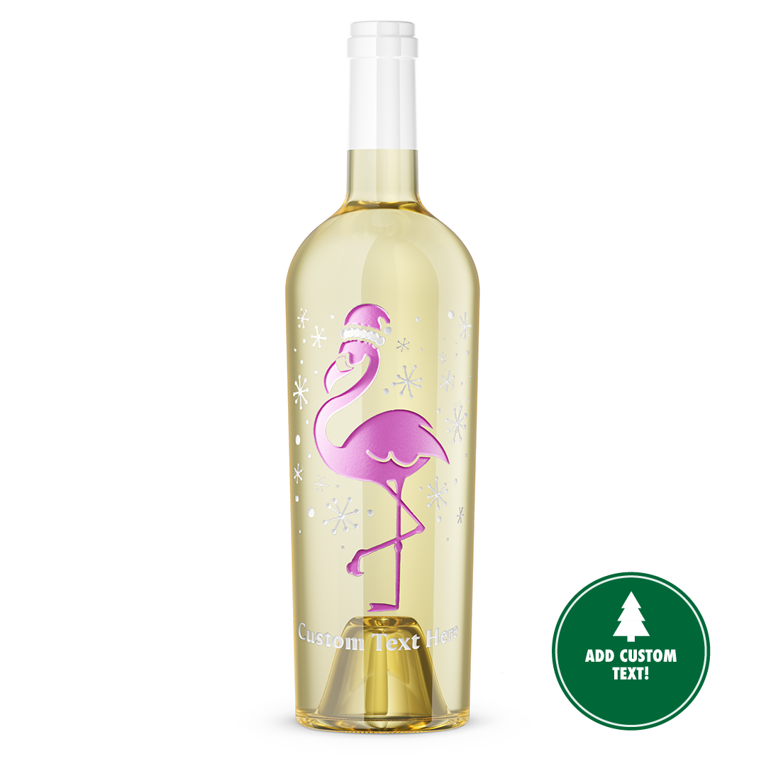 Christmas Flamingo Custom Text Etched Wine – Mano's Wine