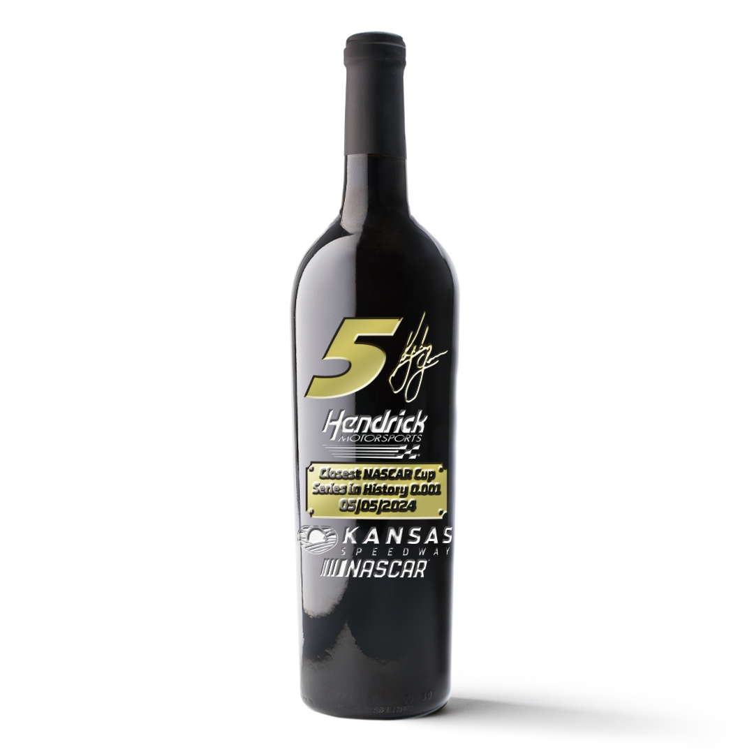 Kyle Larson Kansas Speedway Win Etched Wine – Mano's Wine