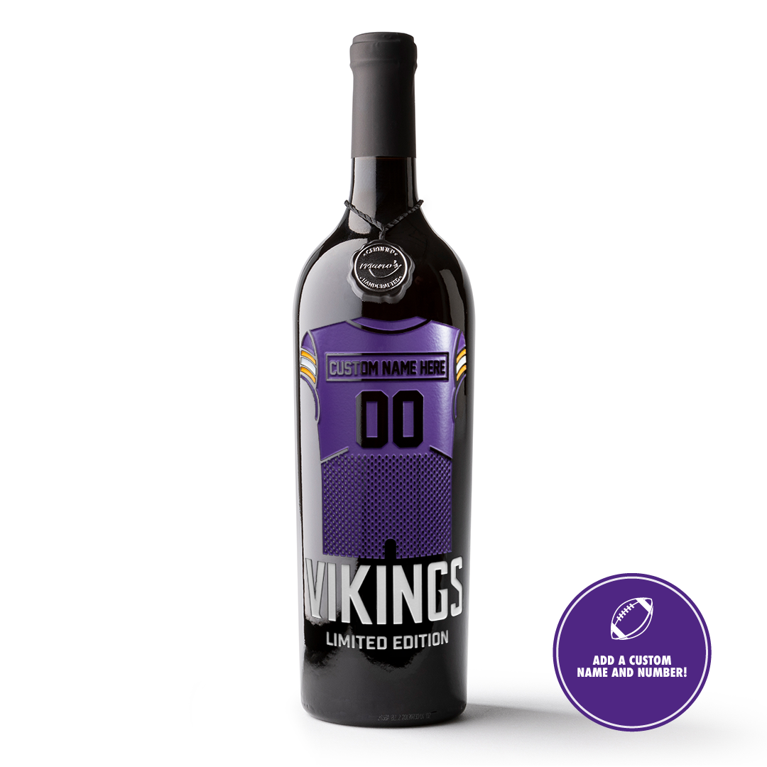 Minnesota Vikings Custom Jersey Etched Wine Bottle – Mano's Wine