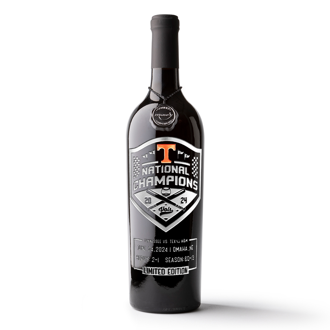 Tennessee 2024 Baseball National Champions Logo Etched Wine – Mano's Wine