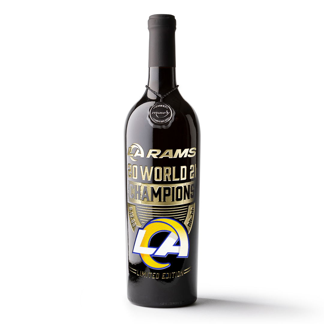 Los Angeles Rams 2021 Champions Stripes Etched Wine – Mano's Wine