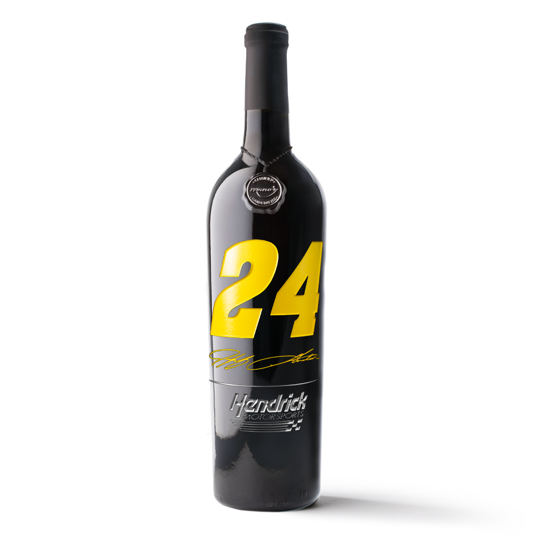 #24 Jeff Gordon Etched Wine Bottle – Mano's Wine