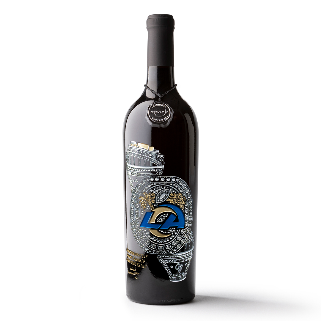 Los Angeles Rams Commemorative Ring Etched Wine – Mano's Wine