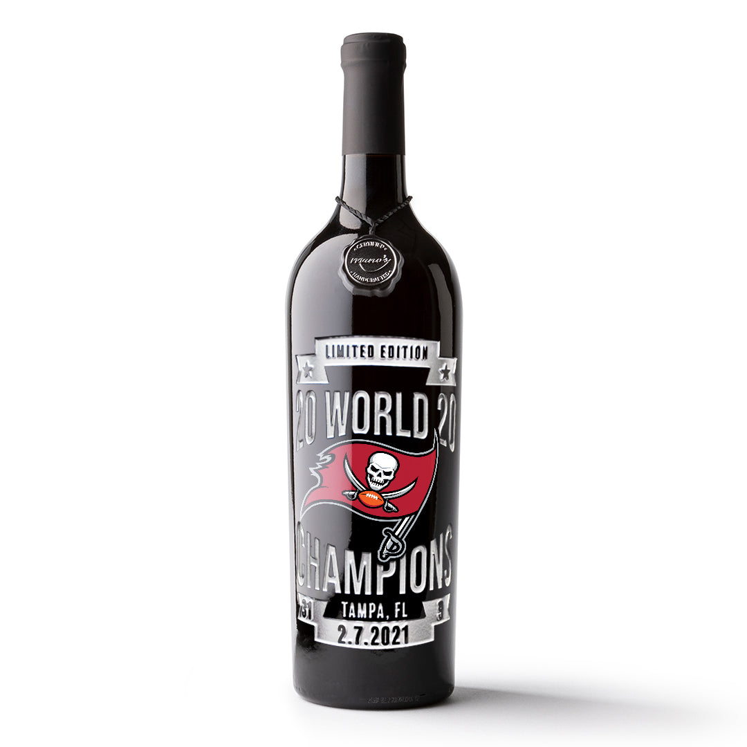 Tampa Bay Bucs 2020 Champions Banner Etched Wine – Mano's Wine