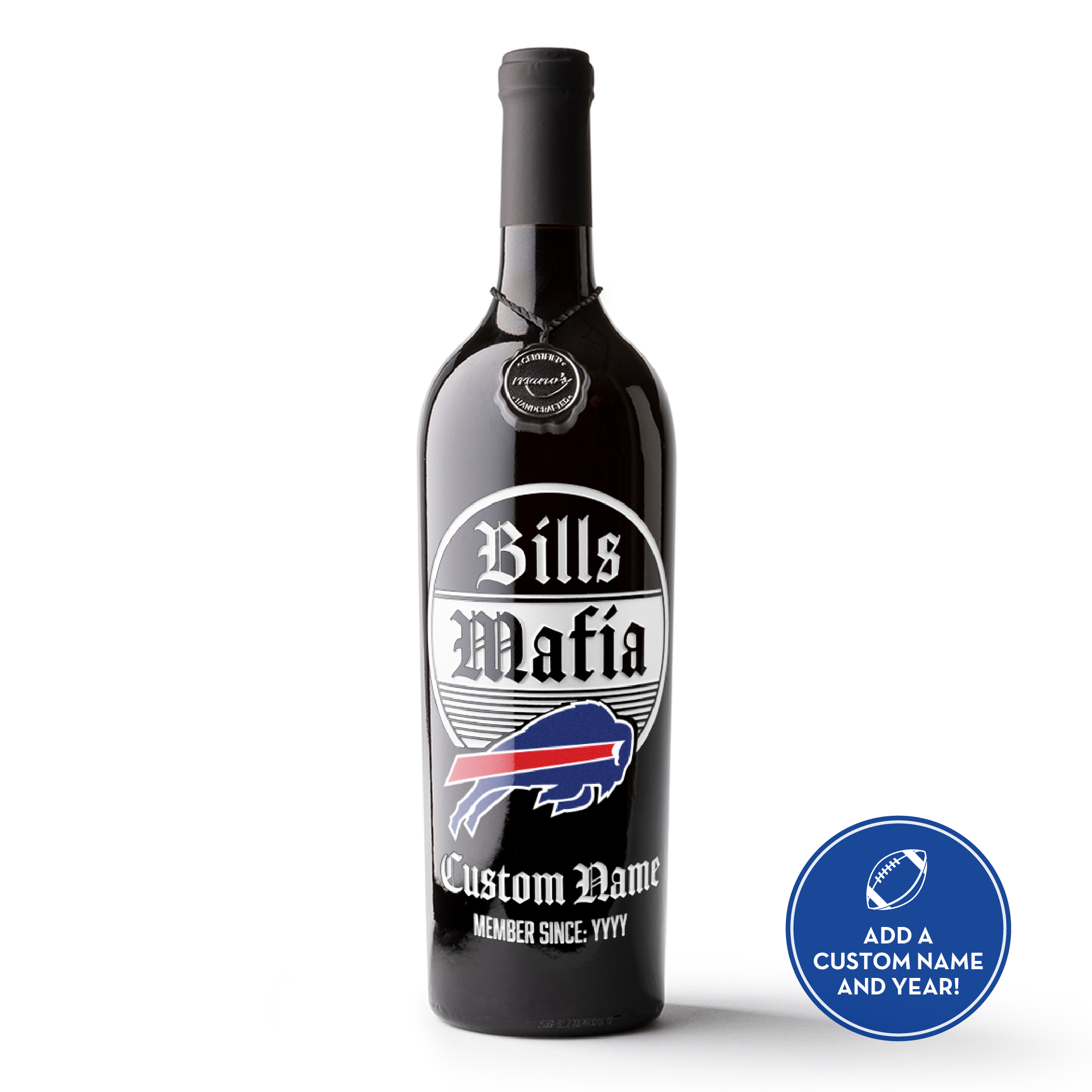 Buffalo Bills Mafia Custom Name Etched Wine – Mano's Wine